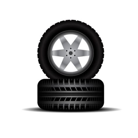 바퀴와 그림자가 있는 트럭 타이어 프리미엄 벡터