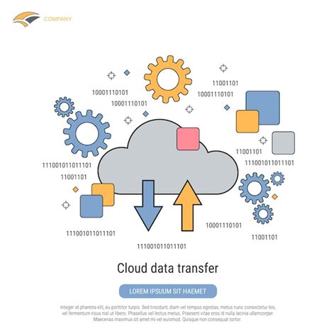 Premium Vector Cloud Data Transfer Flat Contour Style Vector Concept