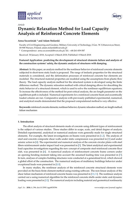 Pdf Dynamic Relaxation Method For Load Capacity Analysis Of Reinforced Concrete Elements