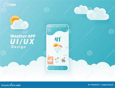 Weather App UI UX Kit Elements Website Landing Page Vector Stock Vector Illustration Of Flat