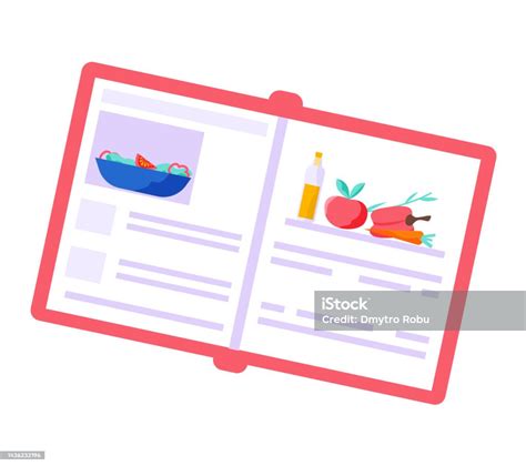 야채 샐러드를위한 순차적 인 조리법으로 책을 엽니 다 요리사를위한 요리 및 요리 가이드 개념에 대한 스톡 벡터 아트 및 기타 이미지 개념 그릇 메뉴판 Istock