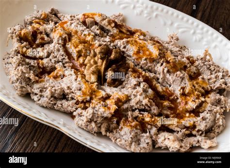 Circassian Chicken Cerkez Cerkes Tavugu On Woden Surface Stock