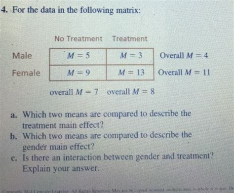 Solved For The Data In The Following Matrix A Which Two Chegg Com