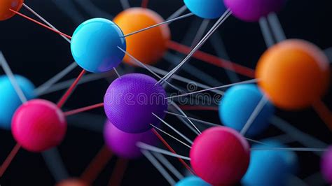 3d Render Of Colorful Molecular Structures On Dark Background Stock Illustration Illustration