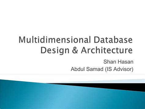 Multidimensional Database Design And Architecture Ppt Databases Computer Software And