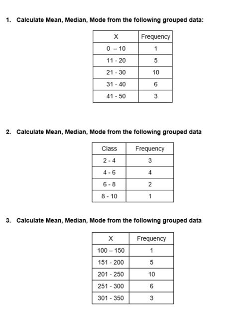 solved 1 calculate mean median mode from the following grouped data
