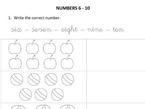 Writing Numbers Six To Ten For Year Babes Teaching Resources