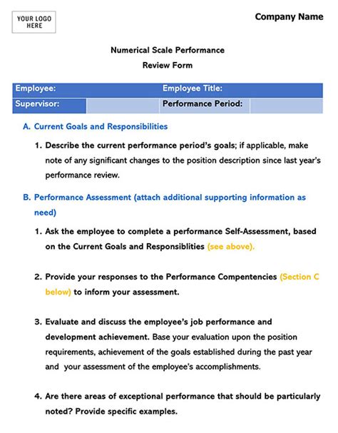 Free Employee Evaluation Performance Forms Word Pdf