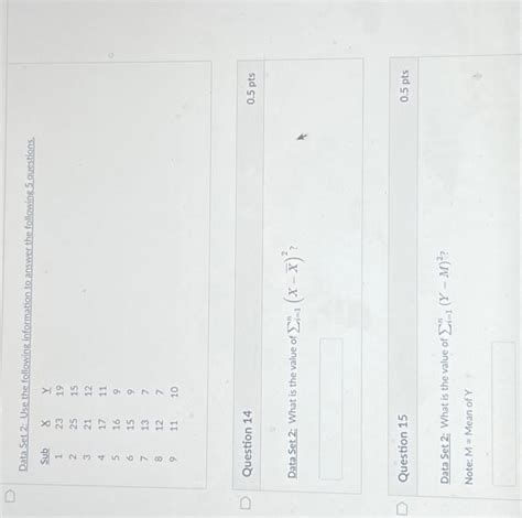 Solved Data Set 2 Use The Following Information To Answer