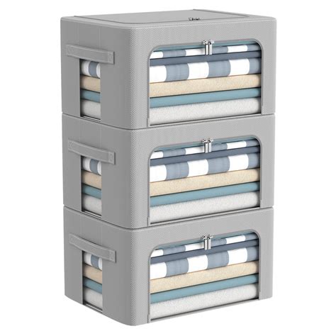 Latitude Run® Grey Stackable Storage Bins Durable Stainless Steel