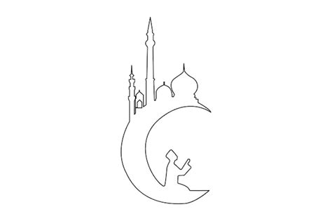 Premium Vector Continuous One Line Ramadan Symbol Mosque Line Concept Outline Vector Art