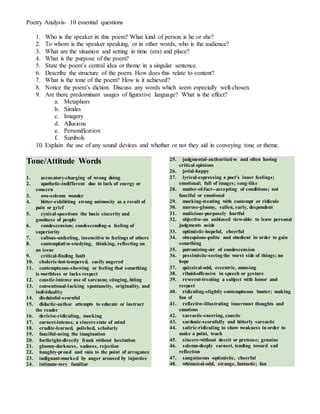 Poetry Analysis 10 Questionsdoc