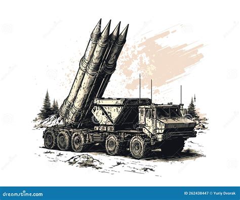 Mlrs Multiple Launch Rocket System Military Vehicle Hand Drawing