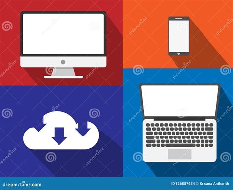 Cloud Computing With Computer And Smart Phone Flat Design Modern Stock