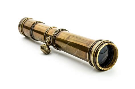Brass Spyglass Isolated On White Background Premium Ai Generated Image