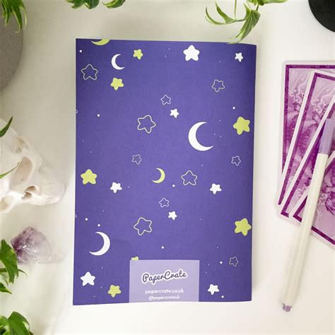 A Lined Moons And Stars Notebook Handmade Starry Notebook Cute Moons And Stars Journal Night