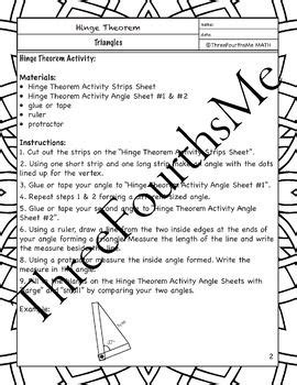 Hinge Theorem Scaffolded Notes Activity And Classwork