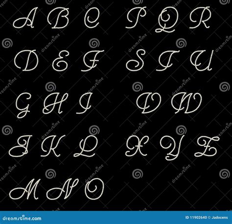 Cursive Latin Letters On Black Background Stock Illustration