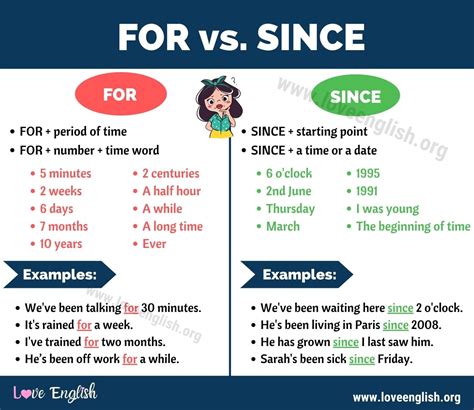 For Or Since How To Use For And Since In English Sentences Love English