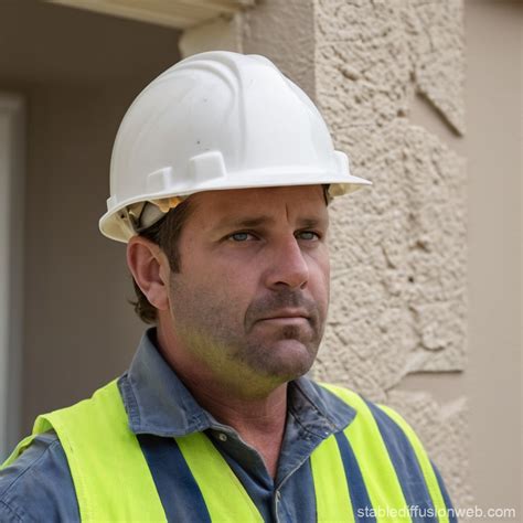 Construction Worker Outside Stucco House Stable Diffusion Online