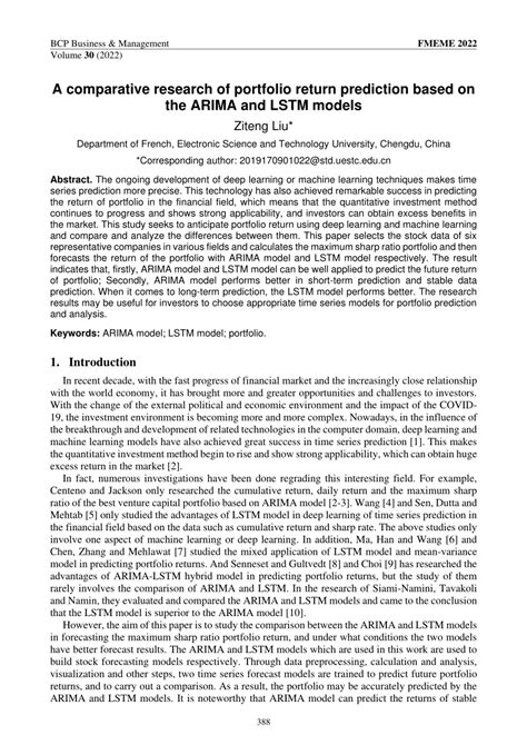 Pdf A Comparative Research Of Portfolio Return Prediction Based On The Arima And Lstm Models