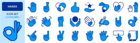 Ilustración De Iconos En Dos Colores Sobre Los Gestos Con Las Manos Y