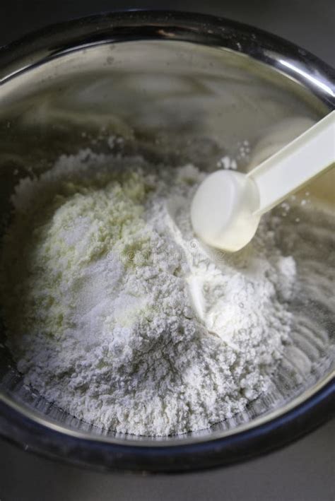 Top View Of Ingredients For Making Risolle Skin In A Stainless Steel