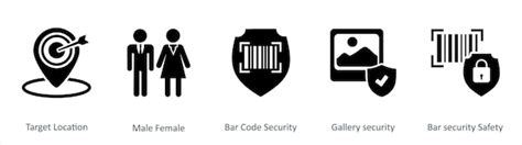 Premium Vector A Set Of Business Icons As Target Location Male Female Bar Code Security