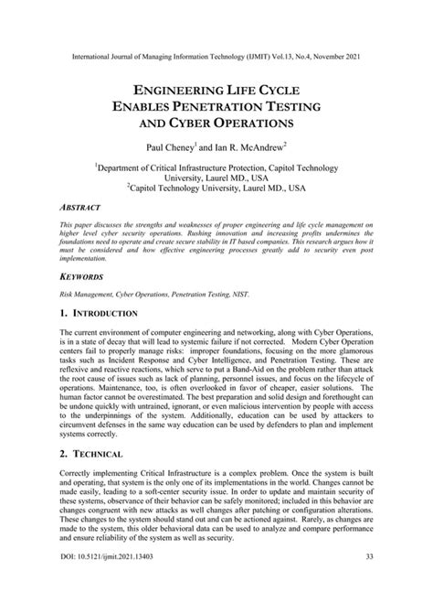 Engineering Life Cycle Enables Penetration Testing And Cyber Operations Pdf
