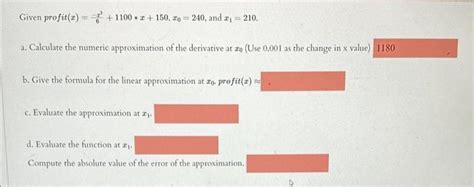 Solved Given Profit X6−x21100∗x150x0240 And X1210