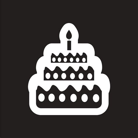 벡터 스타일 흑백 아이콘 생일 케이크 Ai Eps Uidownload