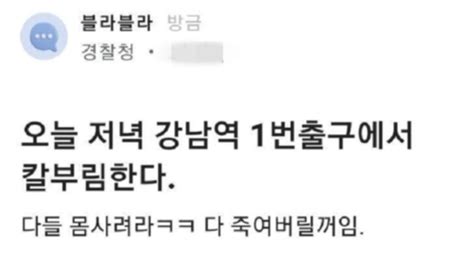다 죽일 것경찰 직원 익명계정으로 강남역 칼부림 예고