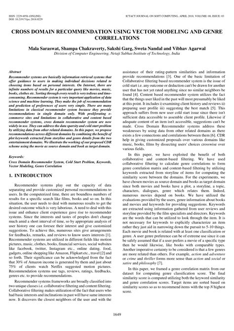 Pdf Cross Domain Recommendation Using Vector Modeling And Genre