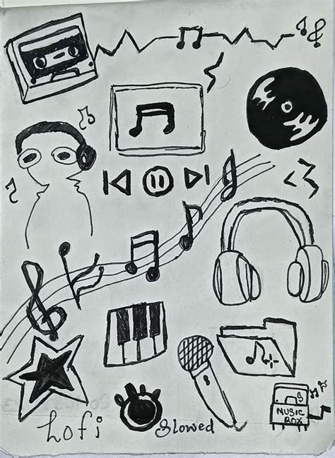 Music Aesthetic Drawing 🖤🫶🏼 Mini Drawings Easy Doodles Drawings