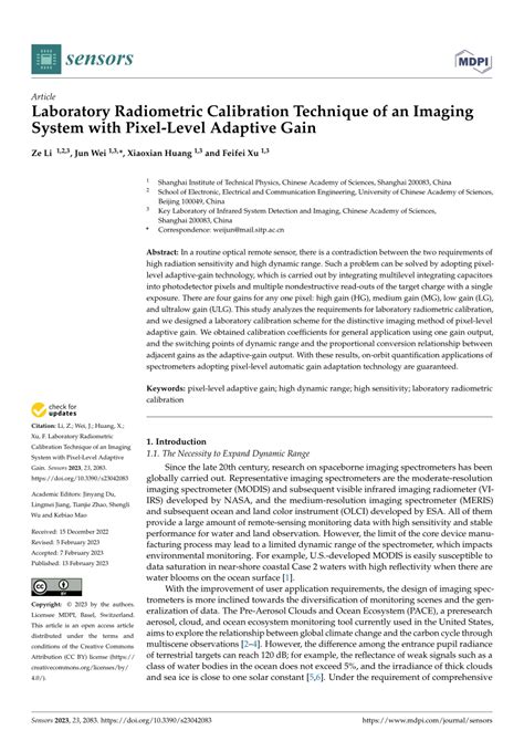 Pdf Laboratory Radiometric Calibration Technique Of An Imaging System With Pixel Level