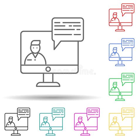 Video Lesson In Monitor Multi Color Style Icon Simple Thin Line Outline Vector Of Interview