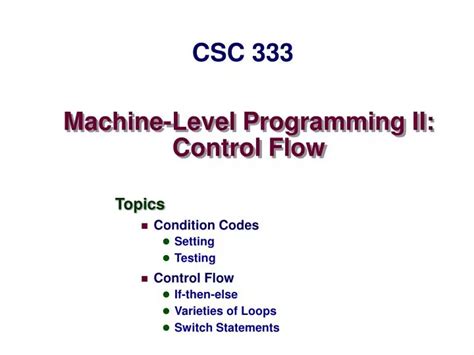 Ppt Machine Level Programming Ii Control Flow Powerpoint