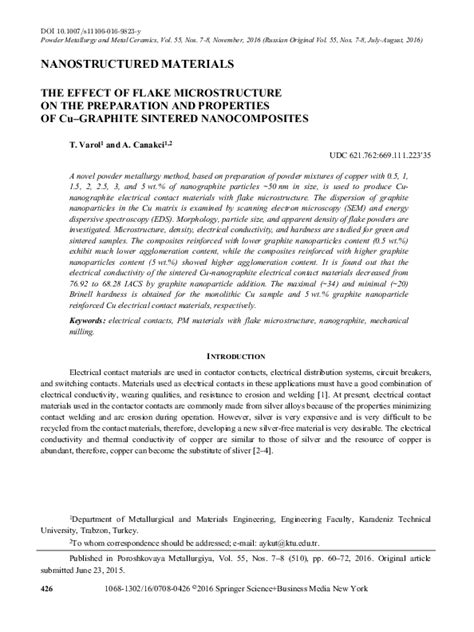 Pdf The Effect Of Flake Microstructure On The Preparation And Properties Of Cu Graphite