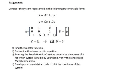 solved assignment consider the system represented the