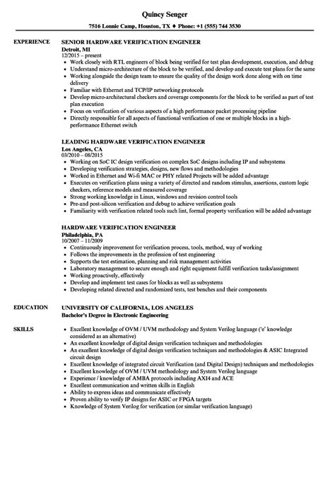 hardware verification resume samples velvet jobs