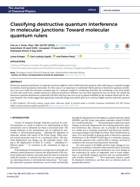 Pdf Classifying Destructive Quantum Interference In Molecular