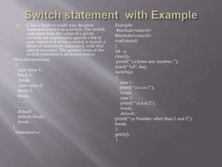 C Programming Decision Making Looping PPT