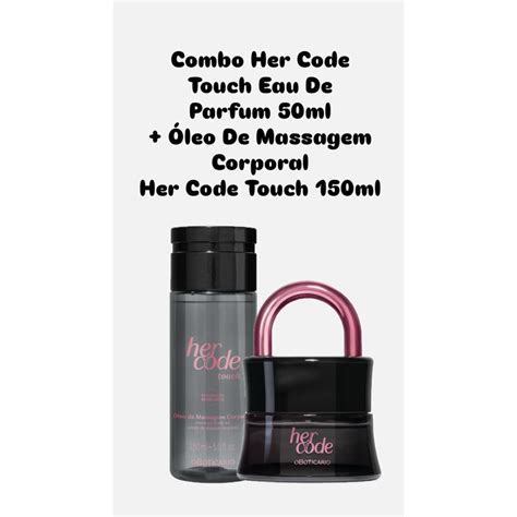 Combo Her Code Touch Eau De Parfum 50ml Óleo De Massagem Corporal Her