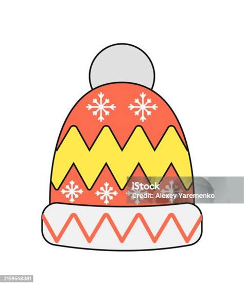 귀여운 겨울 모자 컨셉 모직 웜 레드 캡 패션 트렌드 및 스타일 추운 날씨를 위한 옷 겨울 시즌 의류 선형 평면 벡터 그림 가을에 대한 스톡 벡터 아트 및 기타 이미지