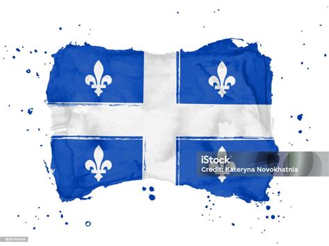 퀘벡의 국기 브러시 스트로크 배경입니다 흰색 배경에 캐나다의 퀘벡 플래그입니다 디자인을 위한 수채화 스타일입니다 주당순이익10 0명에 대한 스톡 벡터 아트 및 기타 이미지