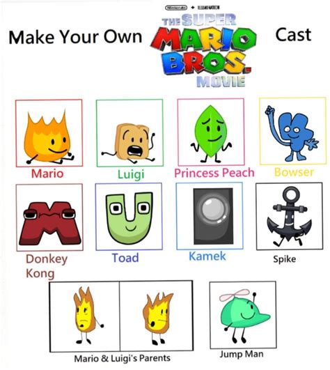 Bfdi As Super Mario Bros Movie Cast By Oonuska2011 On Deviantart