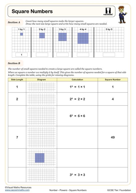 square numbers worksheet fun and engaging number worksheet