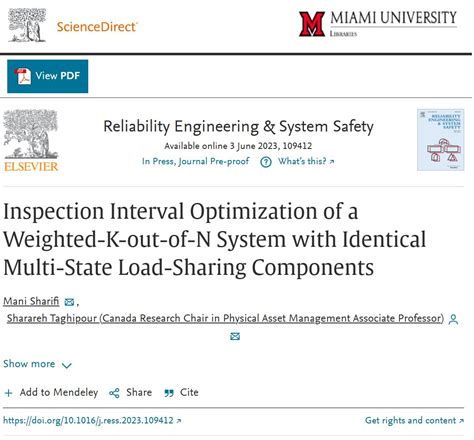 Mani Sharifi On Linkedin It Is My Pleasure To Announce That Our Paper Titled Inspection Interval