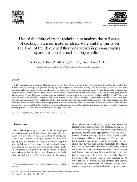 Pdf Use Of The Finite Element Technique To Analyze The Influence Of Coating Materials