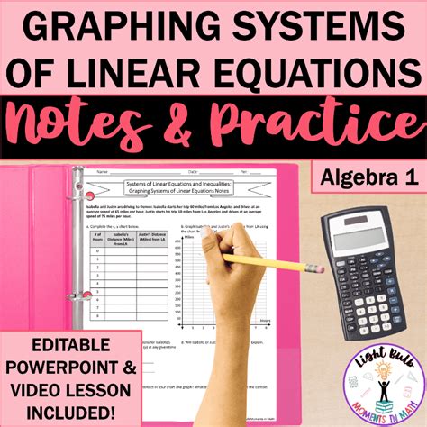 Graphing Systems Of Linear Equations Guided Notes Worksheet And Video Lesson EDITABLE